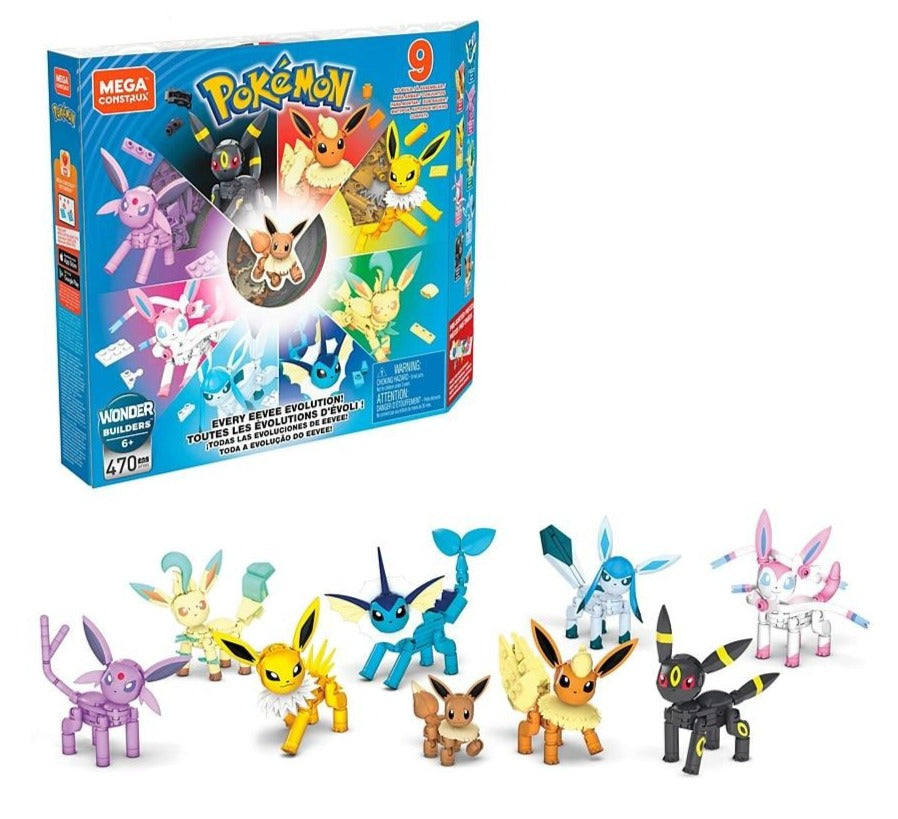 Pokémon Evoli Legendäres Evolitionsset mit 9 Figuren mit 470 Bausteine ...